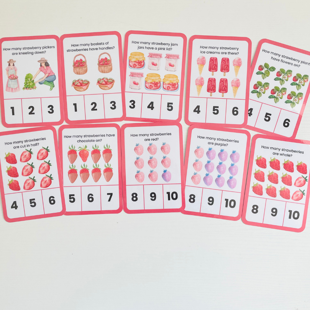 Strawberry Picking Counting Flashcards – Play Craft Grow