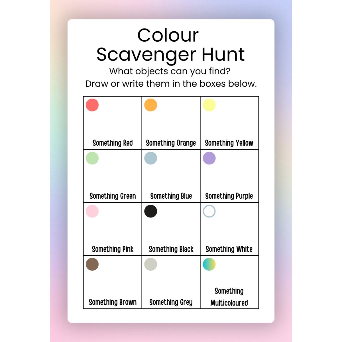 Colour Scavenger Hunt – Play Craft Grow