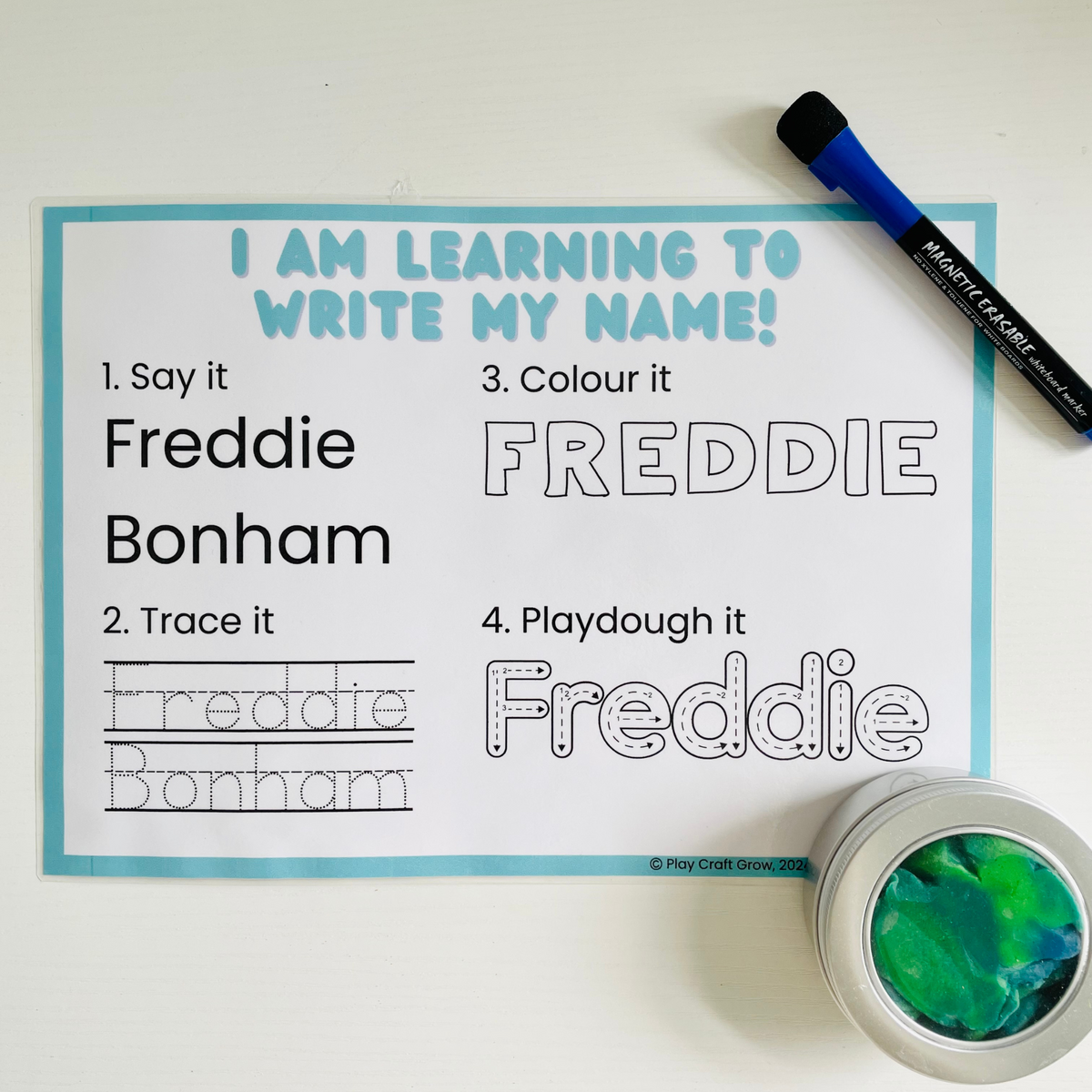 Personalised Name Writing Activity Sheet – Play Craft Grow